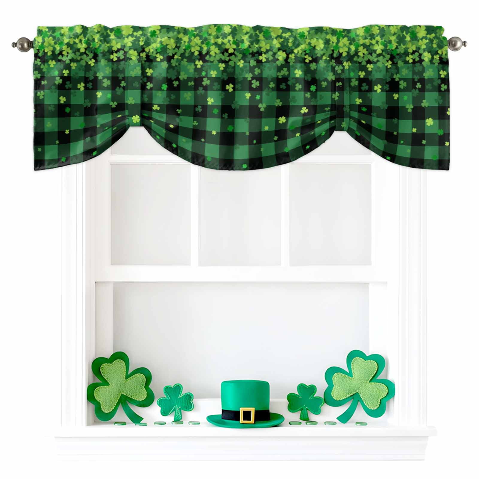 St. Patrick's Day Tie Up Valances Curtain, Watercolor Spring Green ...