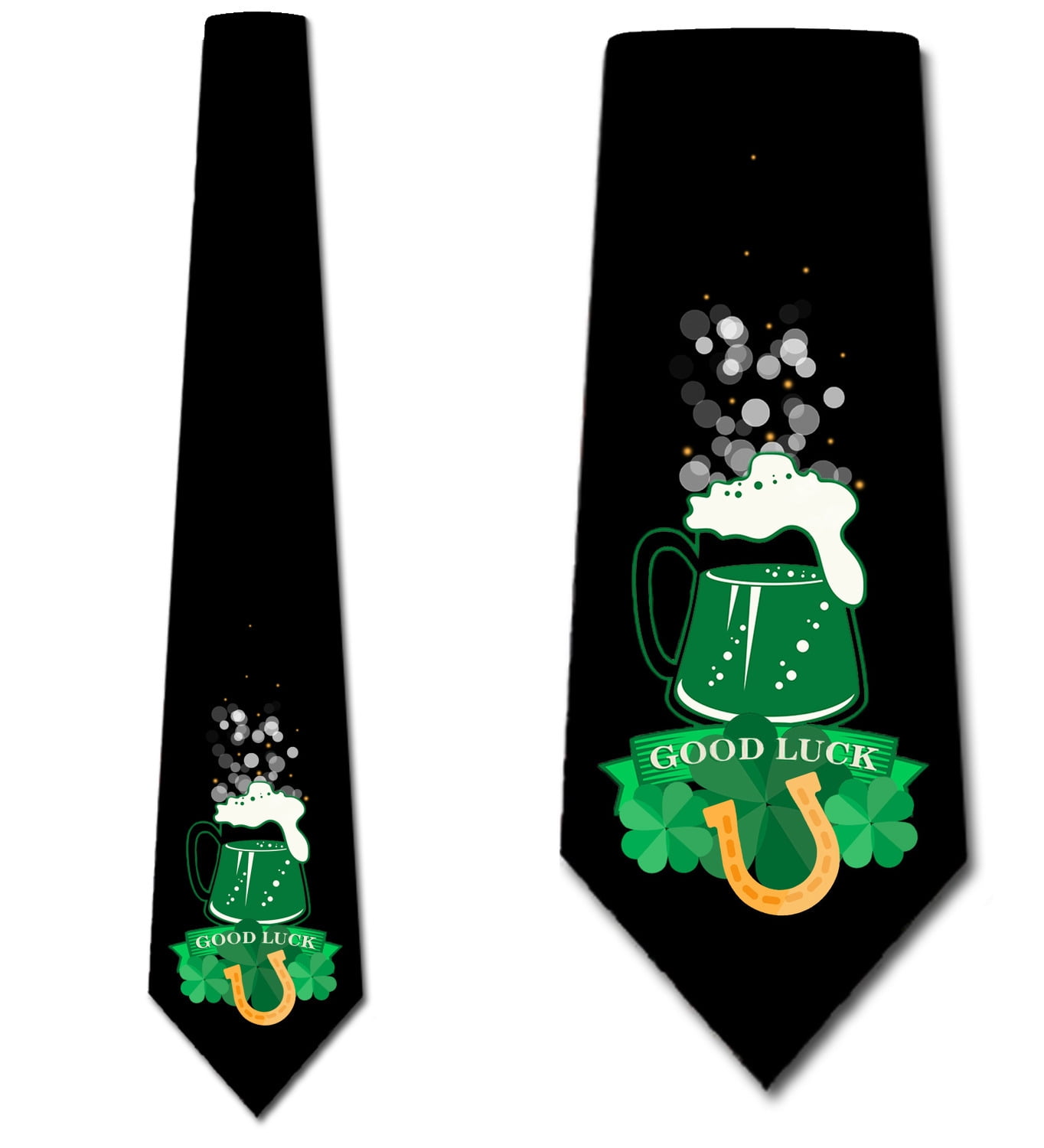 St. Patrick's Day Ties Mens Beer Necktie Four Leaf Clover Tie by Three ...