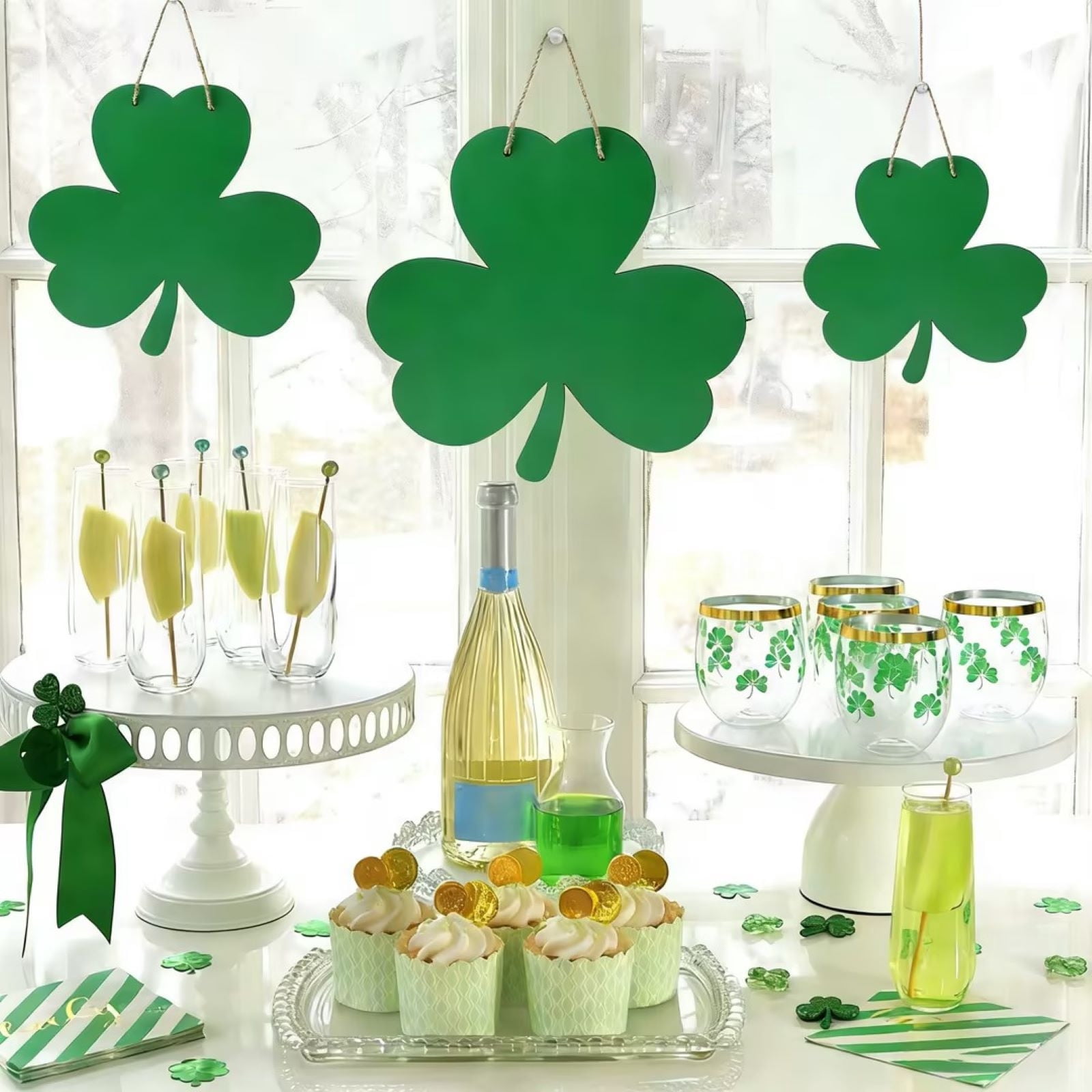 St. Patrick's Day Trefoil Door Sign Wooden Shamrock Wall Hanging Green ...