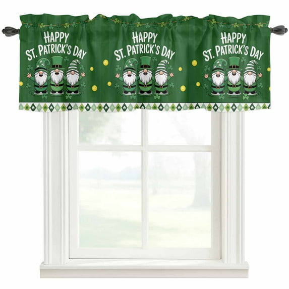 St. Patrick's Day Valances for Windows Green Hat Gnome Shamrocks Coin ...