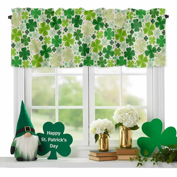 St. Patrick's Day Valances for Windows, Shiny Spring Green Dots Stripes ...