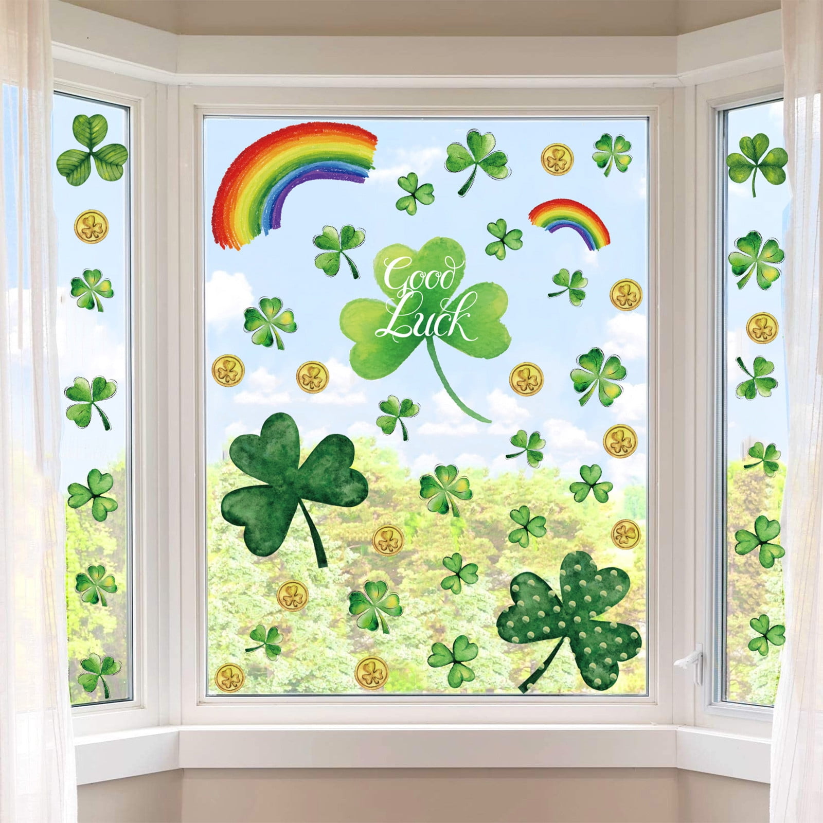 St. Patrick’s Day Window Clover Stickers - 120 Reusable Decals for ...
