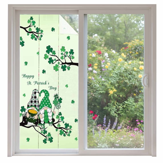St. Patrick's Day Window Privacy Film, Green Ombre Lucky Tree Gnomes ...