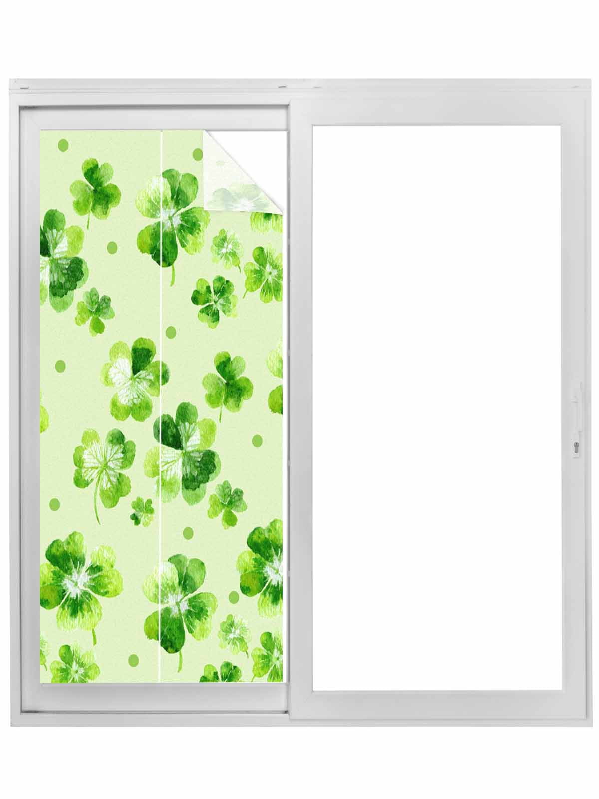 St. Patrick's Day Window Privacy Film, Watercolor Shamrock Polka Dots ...