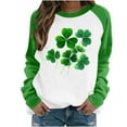 St. Patrick's Day Women's Raglan Sleeve Bow & Clover Print Crew Neck ...