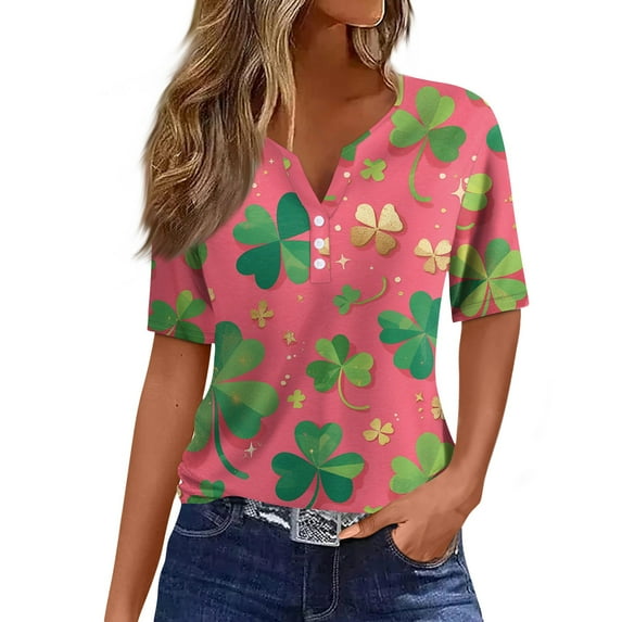 St Patrick's Day Womens Tops Irish Themed Short Sleeve Green Party ...