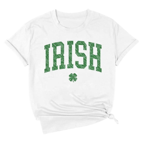 St. Patrick's Day Womens Tops Trendy Round Neck T Shirt Letter Plus ...