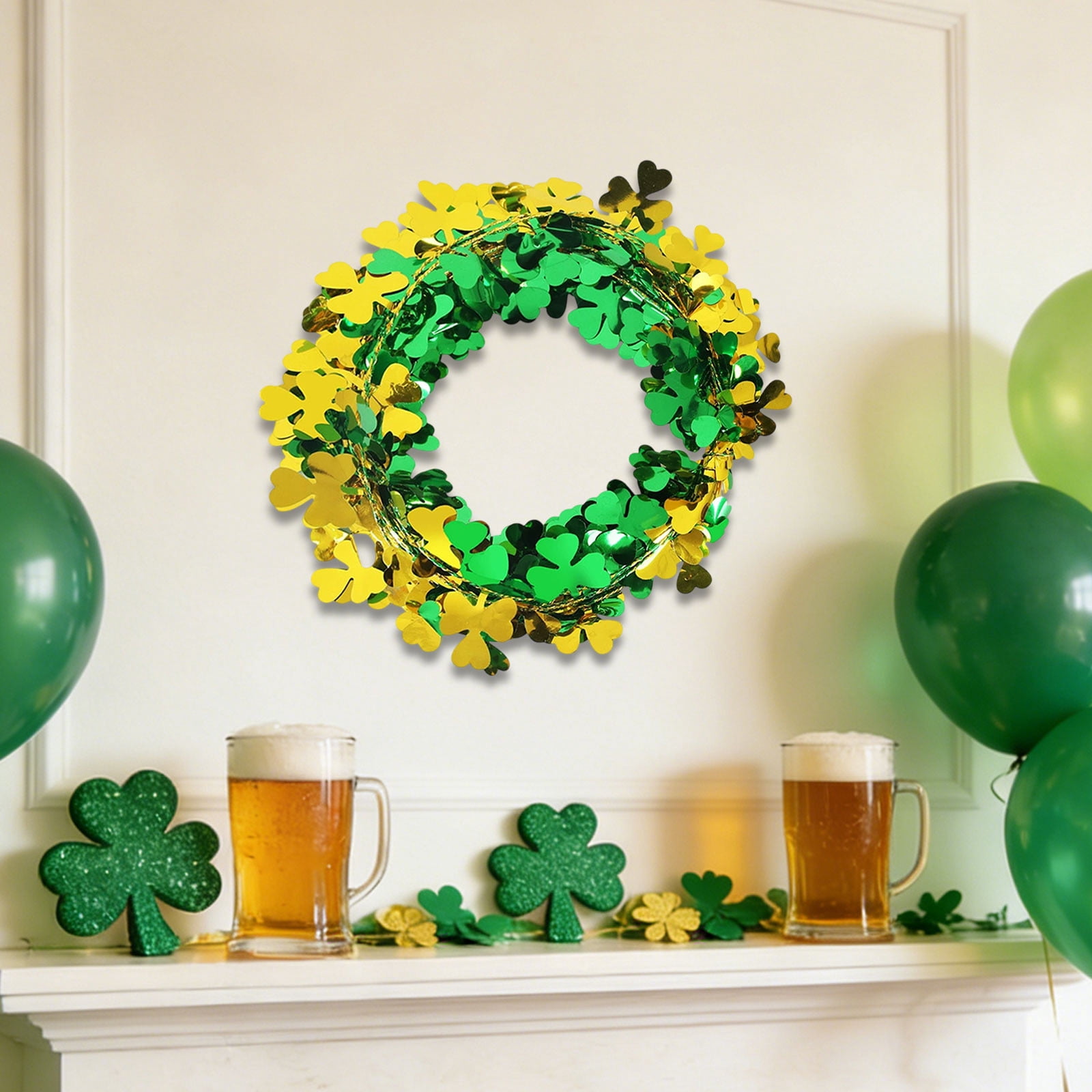 St. Patrick's Day Wreath Garland - Bendable Wire Base, Festive Tabletop ...