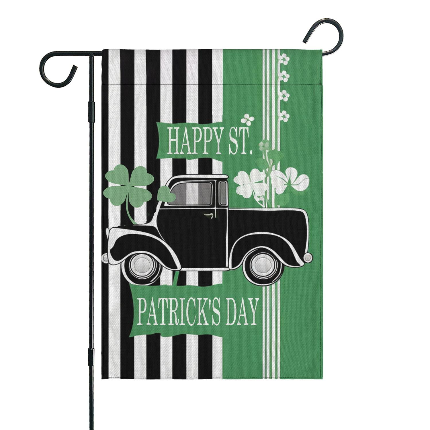 St.Patrick's Day Yard Flags Irish Outdoor Flag Shamrock Clovers Green ...