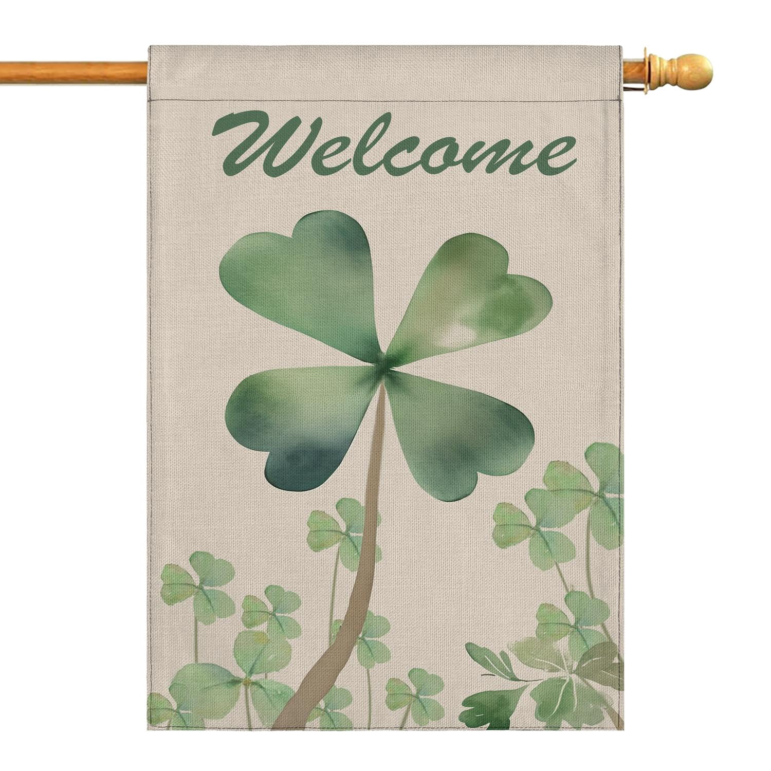 St. Patrick's Day Yard Flags Irish Outdoor Flag Shamrock Clovers ...
