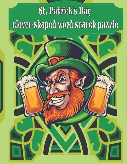 St. Patrick's Day clover-shaped word search puzzle: 10 clover-shaped ...