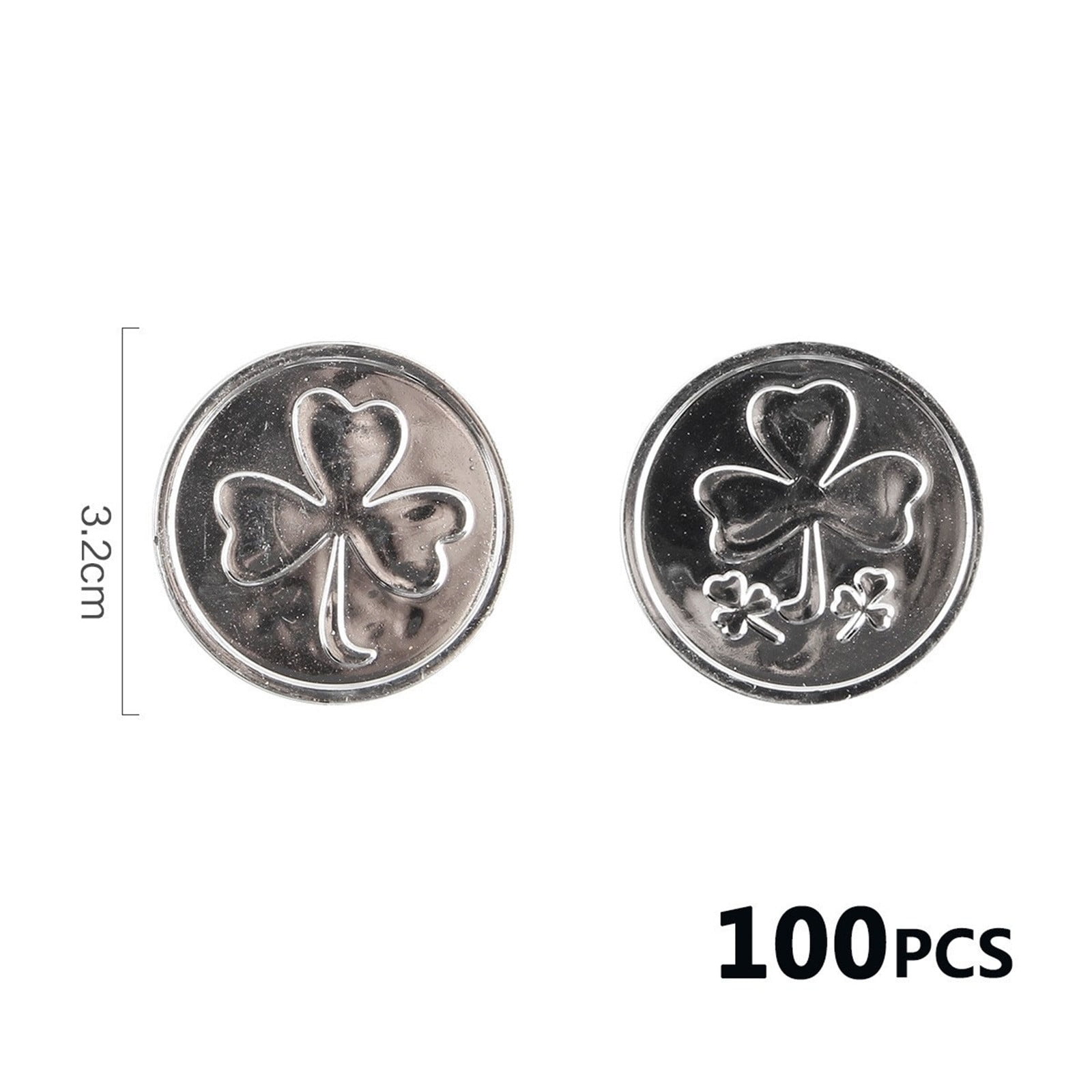 St. Patrick's Shamrock Good Luck Coins,100 Pcs Plastic 3-Leaf Clover ...