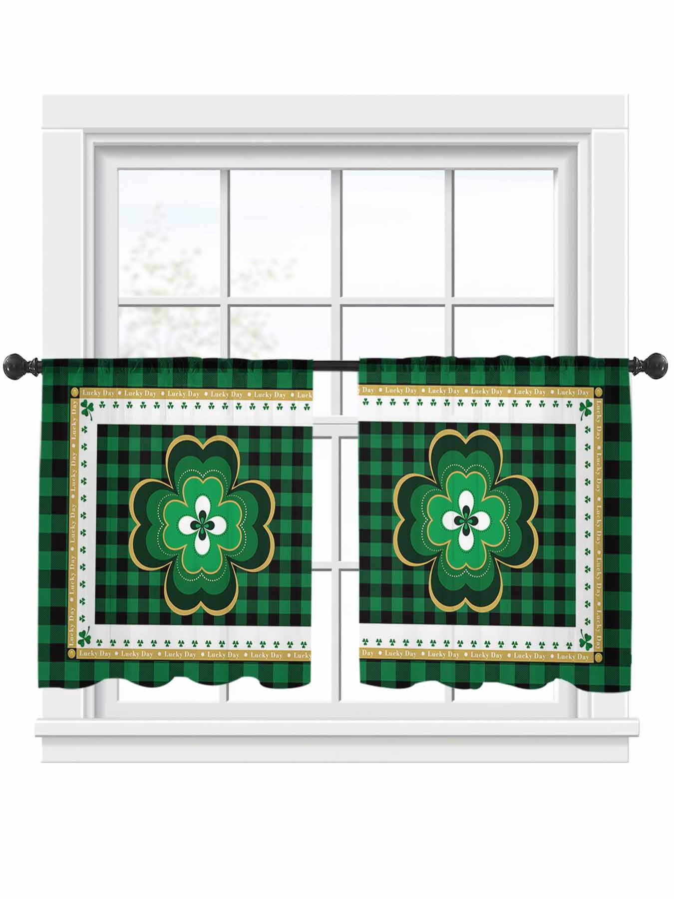 St. Patrick's Sheer Curtains 2 Panels Set Day Lucky Shamrock on Buffalo ...
