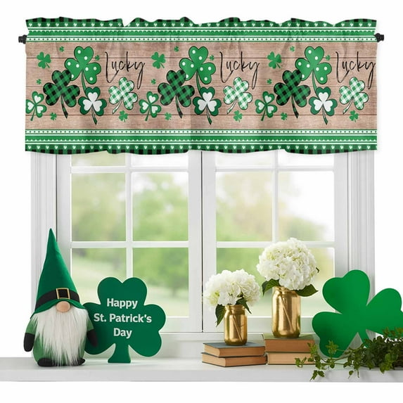 St. Patrick's Valances for Windows, Day Lucky Shamrock Clover Retro ...