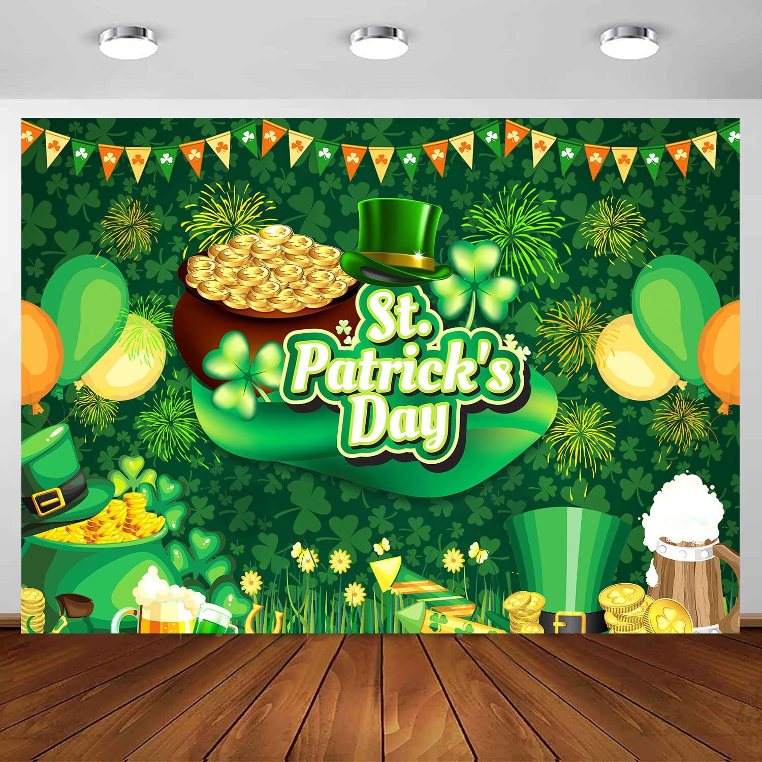 St Patricks Backdrop Green Irish Clover Backdrop Shamrock Holiday St ...