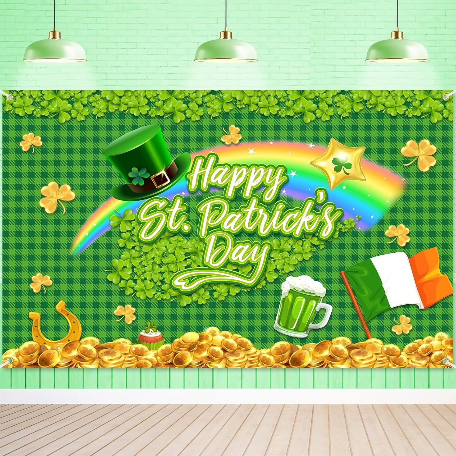 St Patricks Day Backdrop, Happy St Patricks Day Decorations Backdrop ...