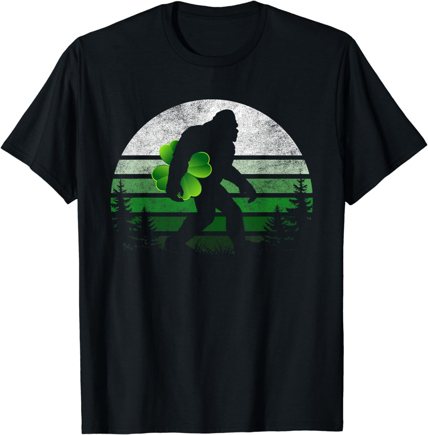 St Patricks Day Bigfoot Irish Shamrock Sasquatch Clover Leaf T-Shirt ...