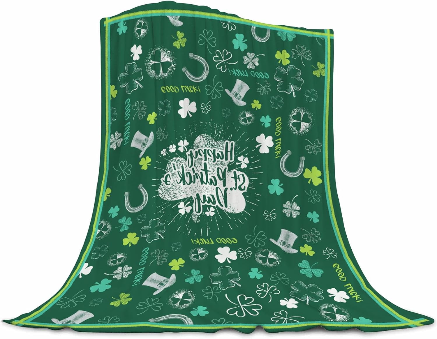 St Patricks Day Blanket Shamrock Blanket Lucky Clover Throw Blanket ...