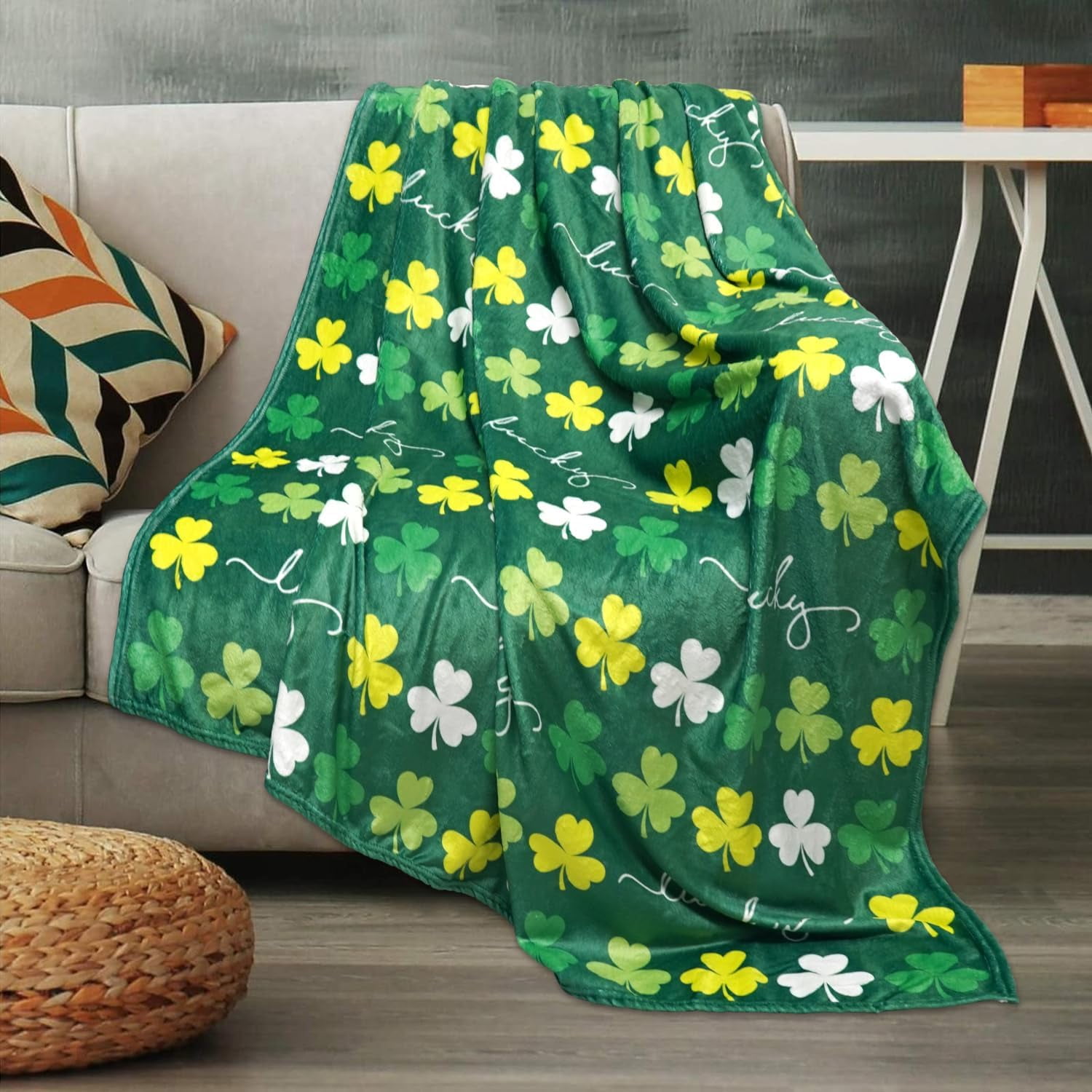 St Patricks Day Blanket,Shamrock Blanket,St Patricks Throw Blanket for ...