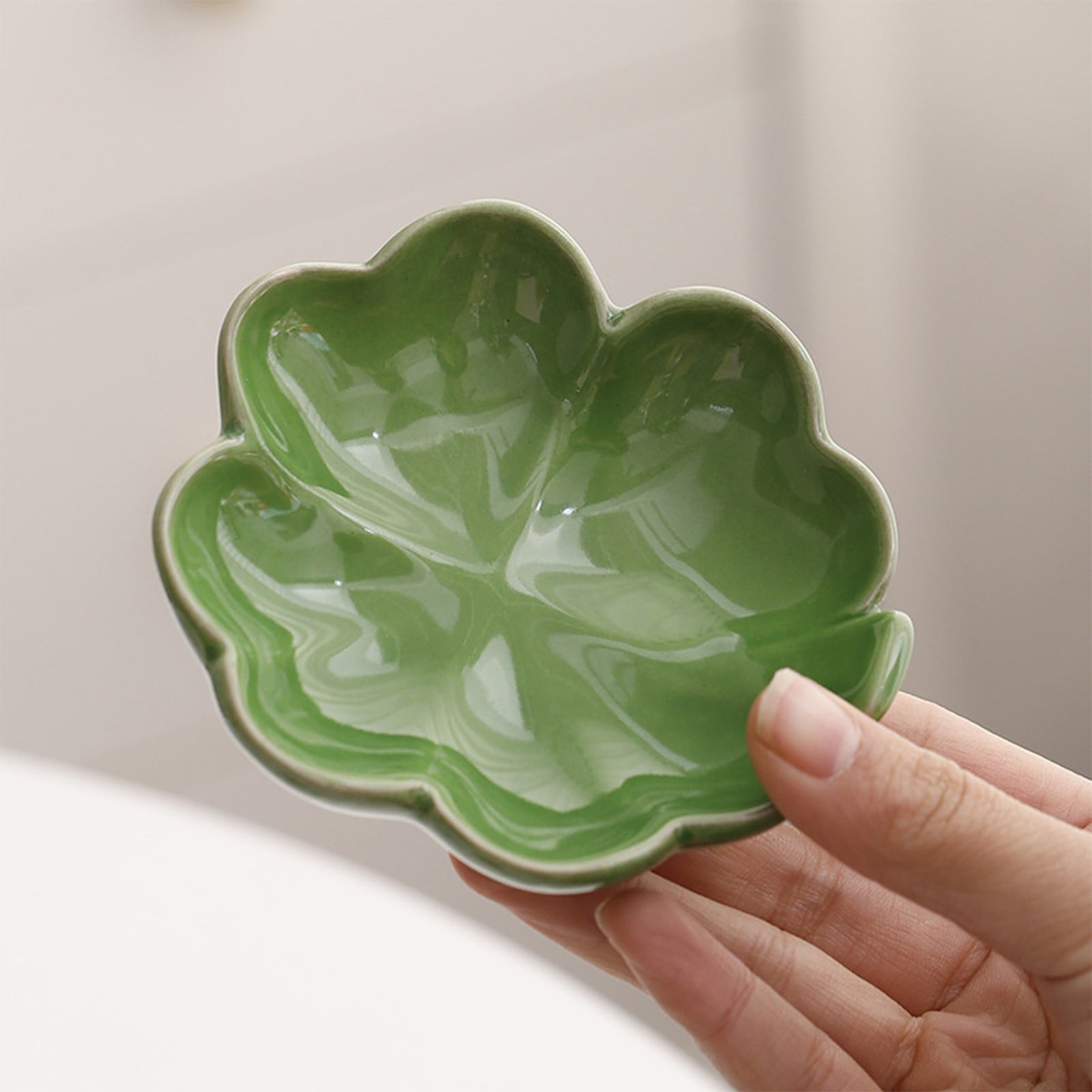 St Patricks Day Candy Dish Fine Ceramic Green Shamrock Bowl 4x4 Inch ...