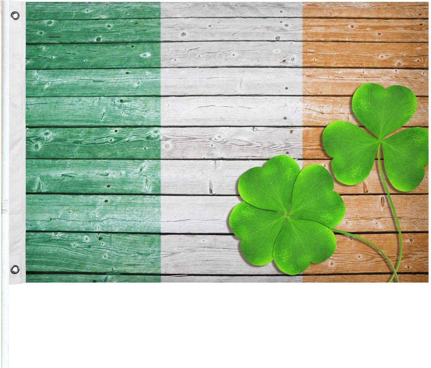 St Patricks Day Clover Wood Flag Outdoor Garden Flag for Outside Funny ...
