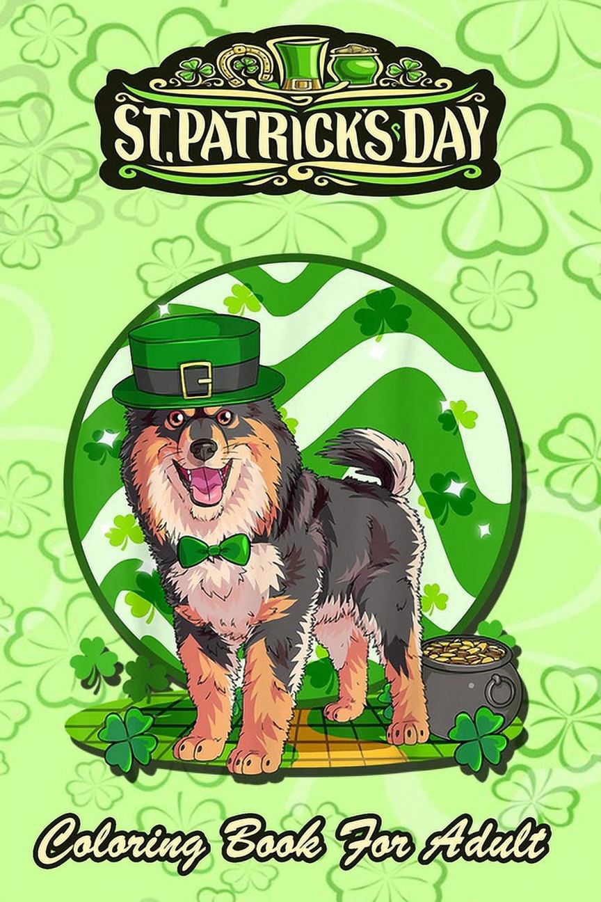 St Patricks Day Coloring Book For Adult: Lapphund Lucky Leprechaun Dog ...