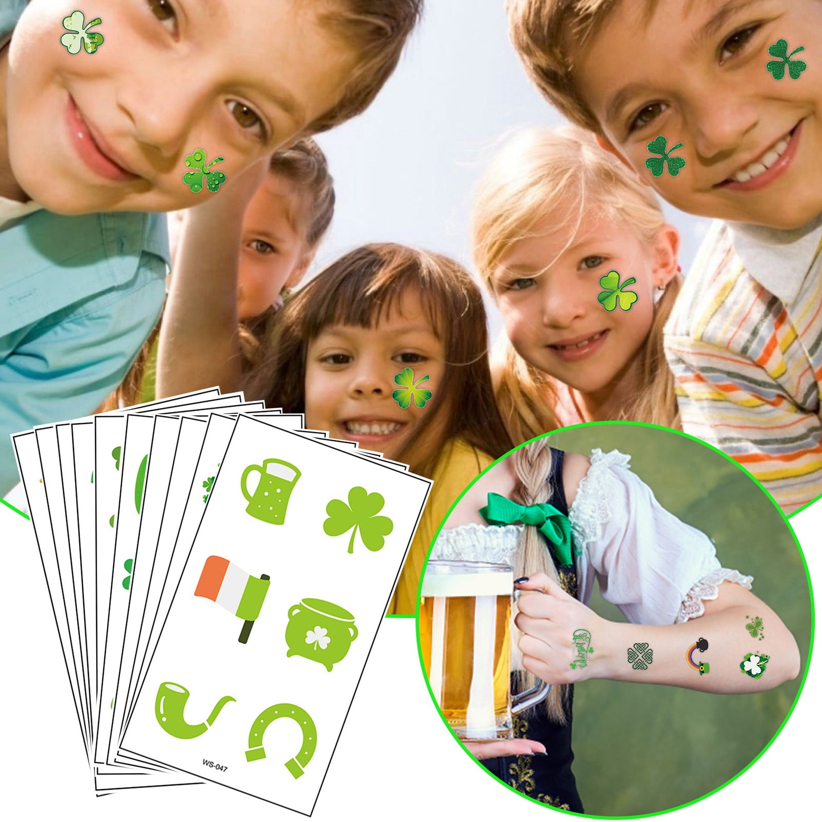 St Patricks Day Decor - Qianduo Sweat-Proof Face Irish Festival Sticker ...