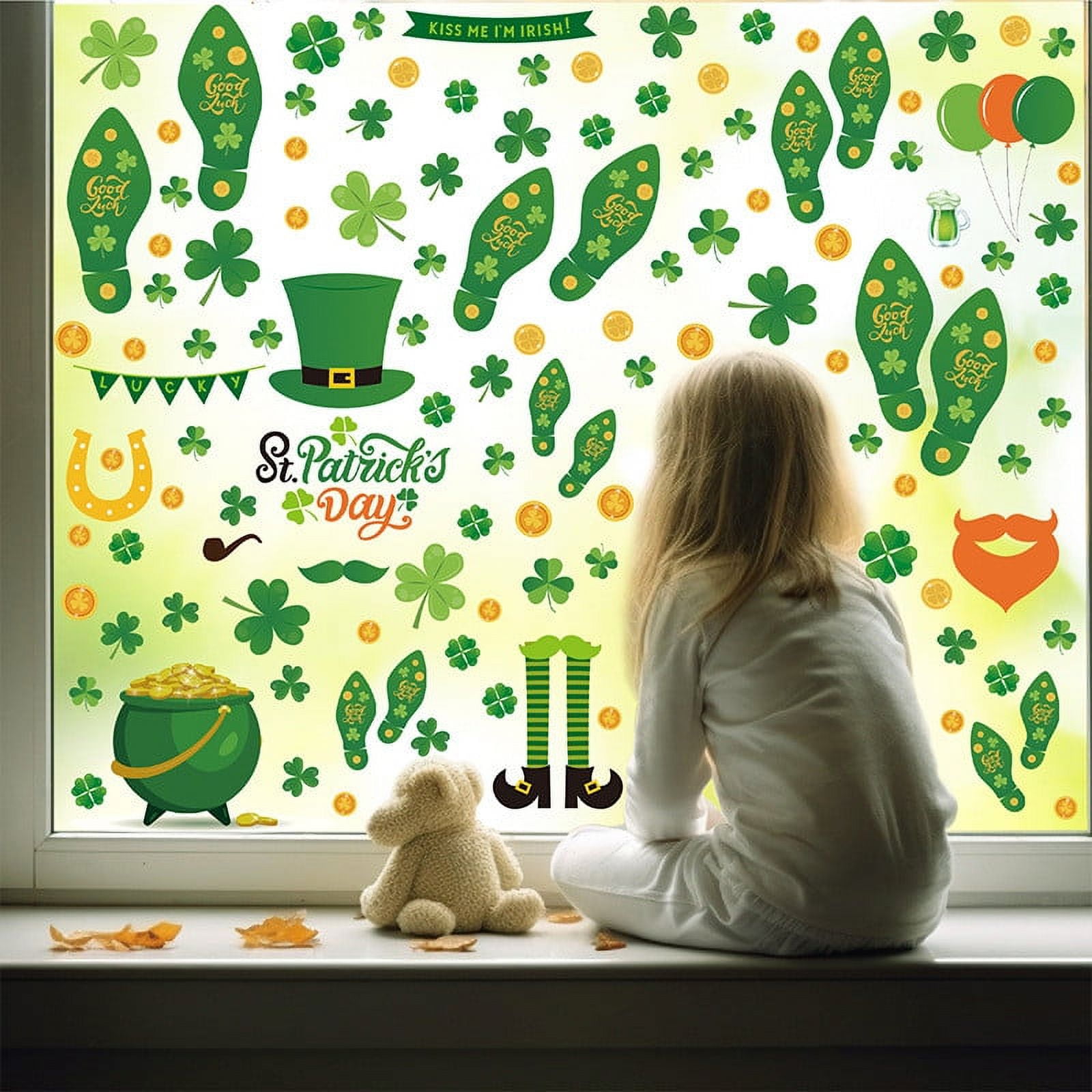WJSXC Ireland St. Patrick Window Stickers Four-leaf Holiday Party ...