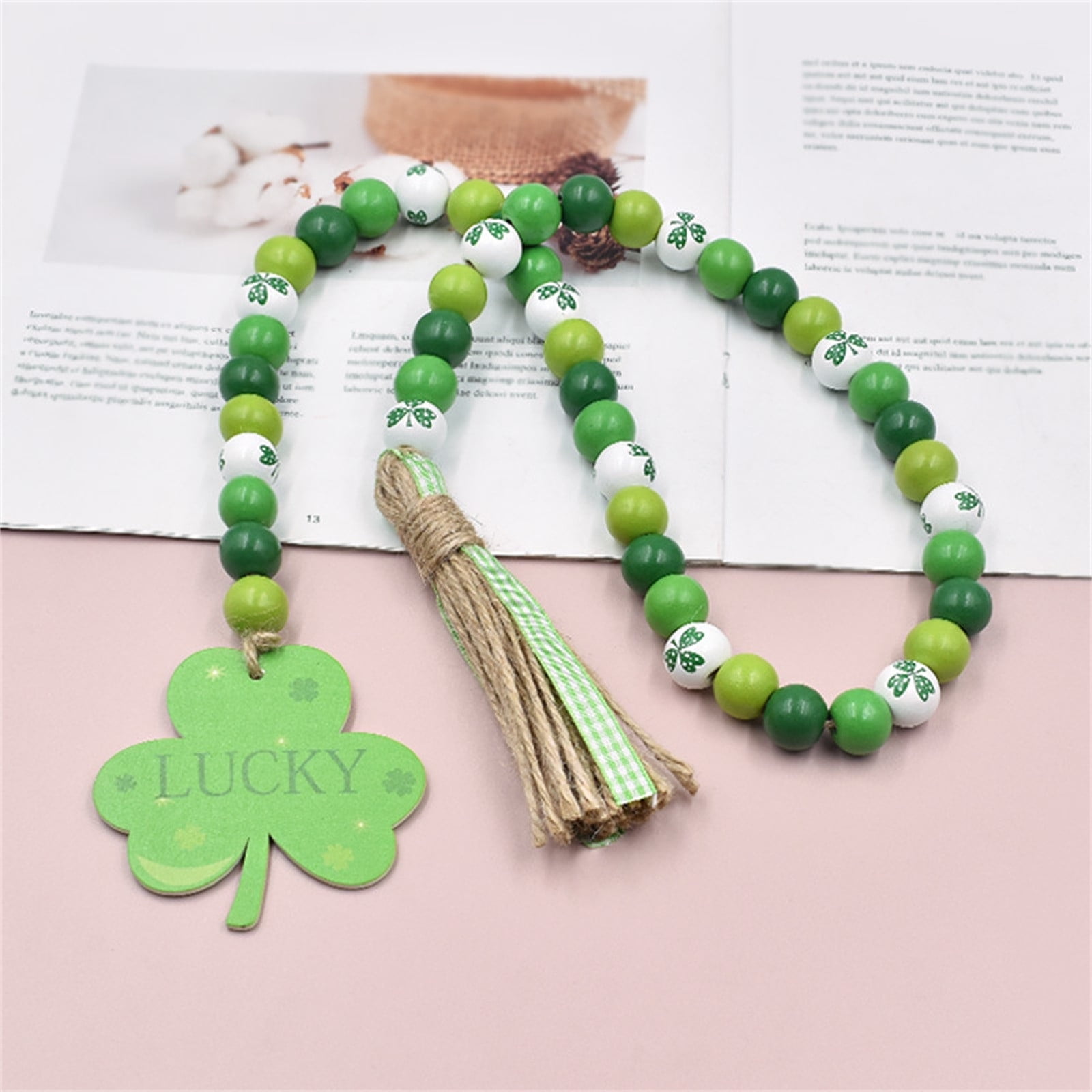 HeaCare St Patricks Day Party Decorations 2 Pieces Wood Bead Garlands ...