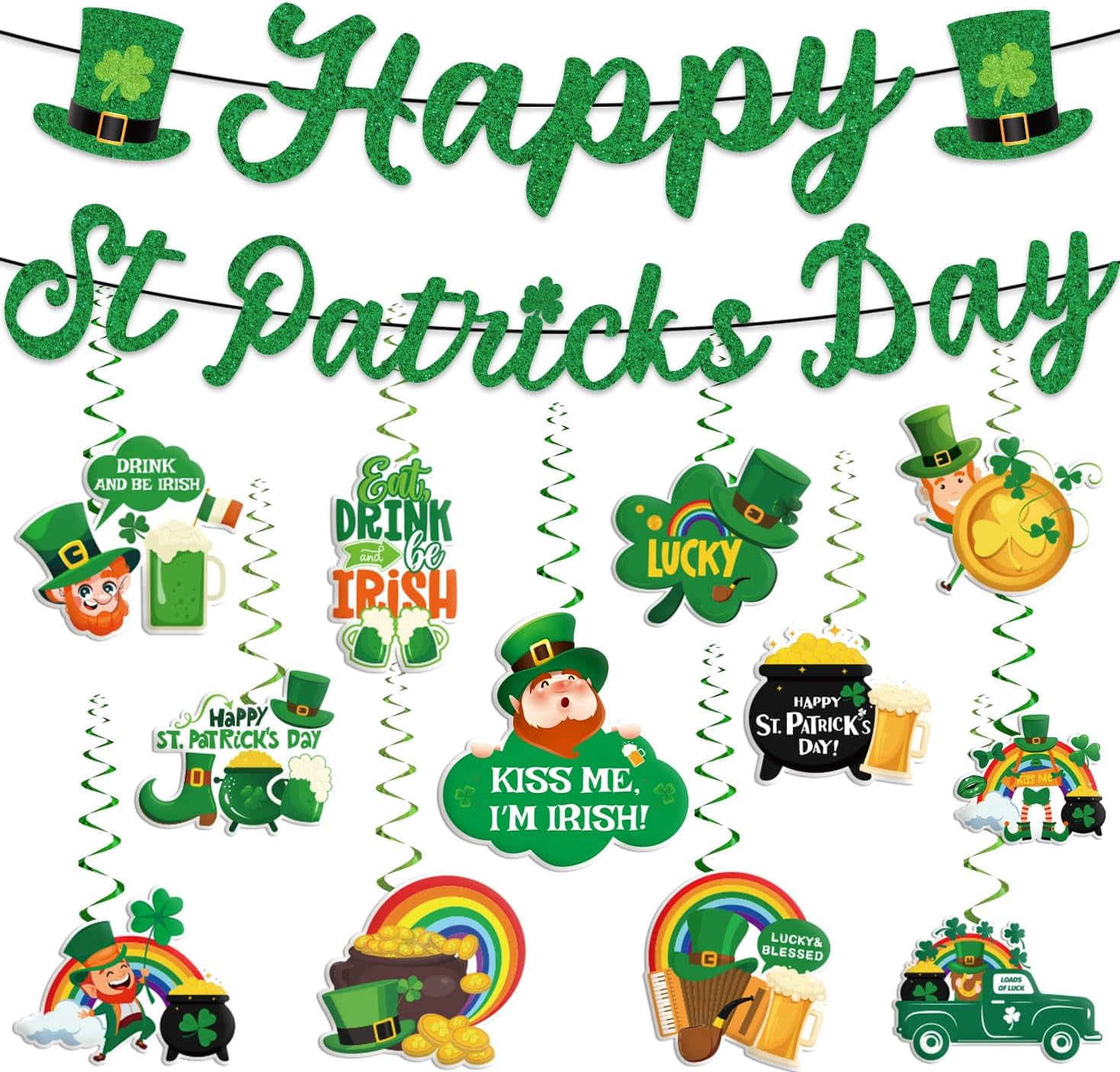 St Patricks Day Decorations, St Patricks Day Banner, Lucky Green St ...