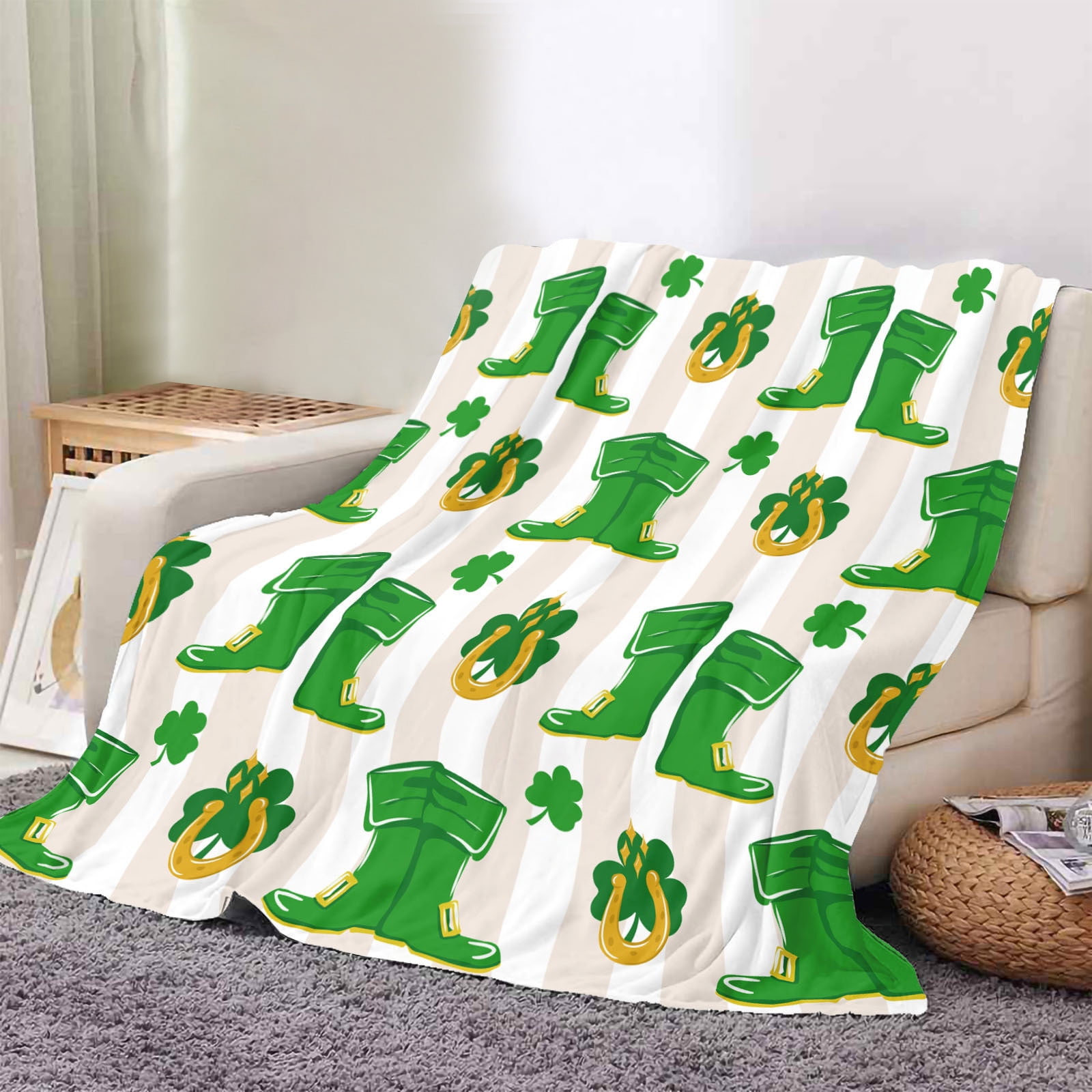 St. Patricks Day Decorations St Patricks Day Throw Blanket, Clovers And ...