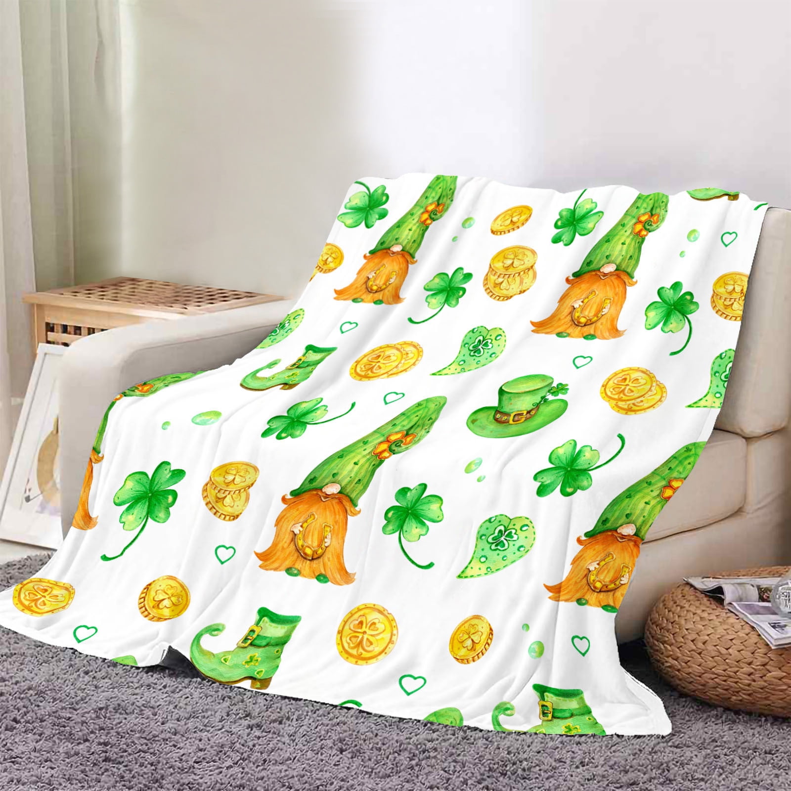 St. Patricks Day Decorations St Patricks Day Throw Blanket, Clovers And ...