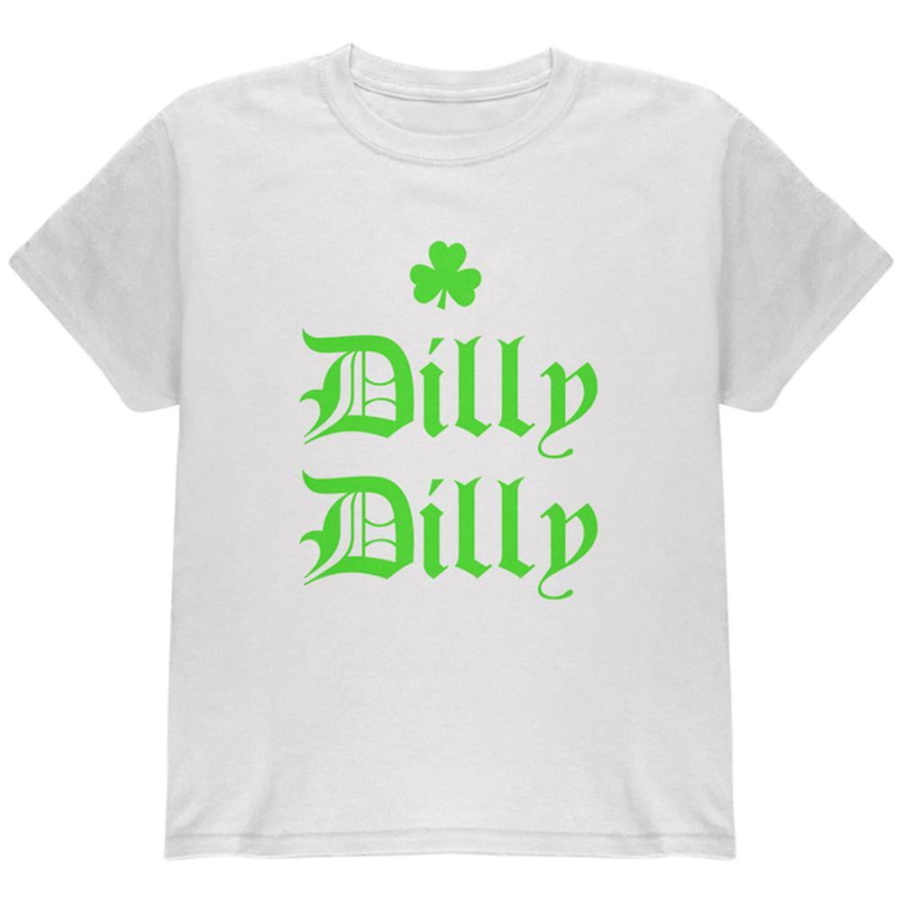 St. Patricks Day Dilly Dilly Shamrock Youth T Shirt White YSM - Walmart.com