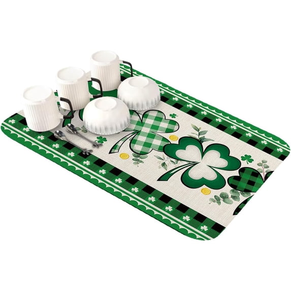 St. Patricks Day Dish Drying Mat for Kitchen Counter, Super Absorbent ...