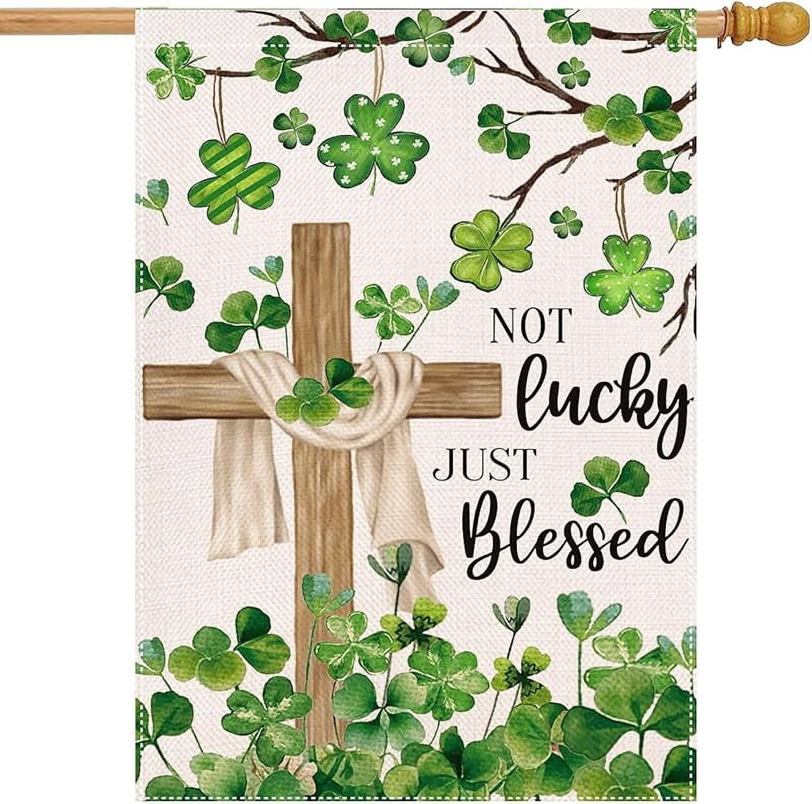 St Patricks Day Flag 28 X 40 Double Sided - Shamrock Hat St. Patrick's ...