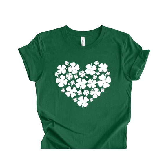 St Patricks Day Four Leaf Clover Heart TShirt - Walmart.com