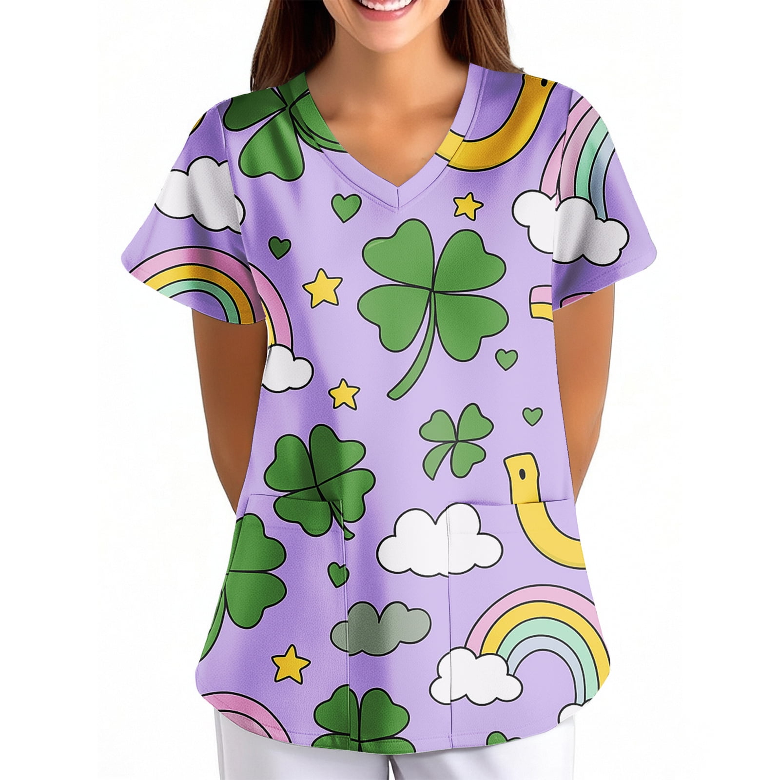 St Patricks Day Funny Shirt Women Shamrock 3/4 Sleeve Tunic Irish ...