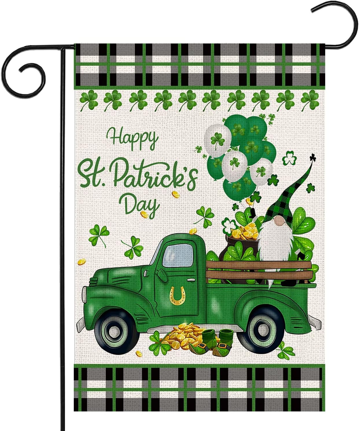 St Patricks Day Garden Flag - Happy St. Patrick's Day 12x18 Double Sided Yard Flag Shamrock Tree ...