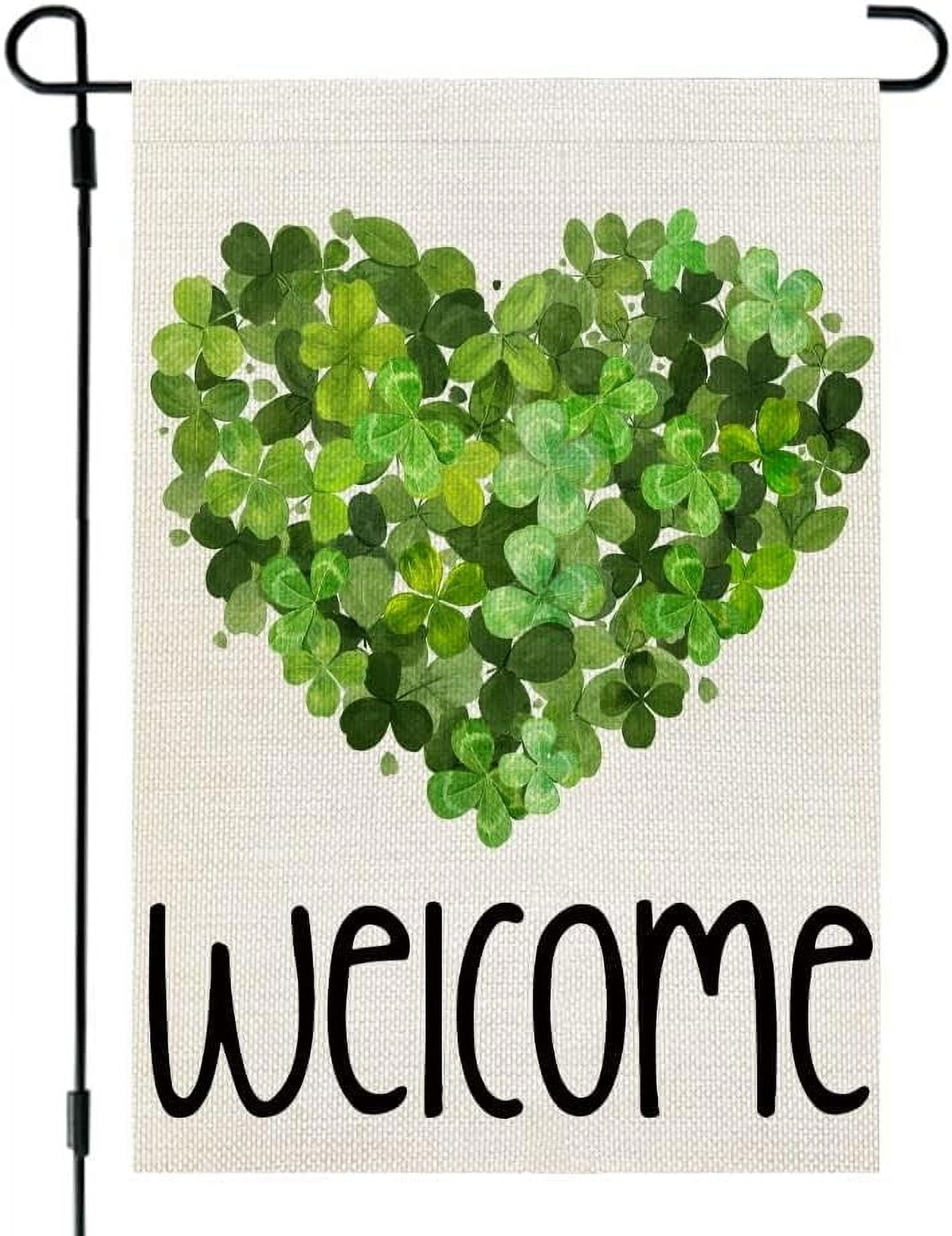 St Patricks Day Garden Flag Shamrocks Heart 12x18 Inch Double Sided for ...