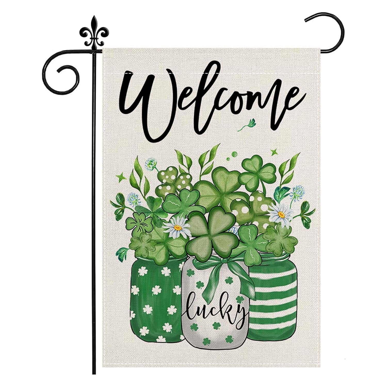 St Patricks Day Garden Flag, Yard Flag For St. Patrick's Day Outdoor Decorations,Green Shamrock ...
