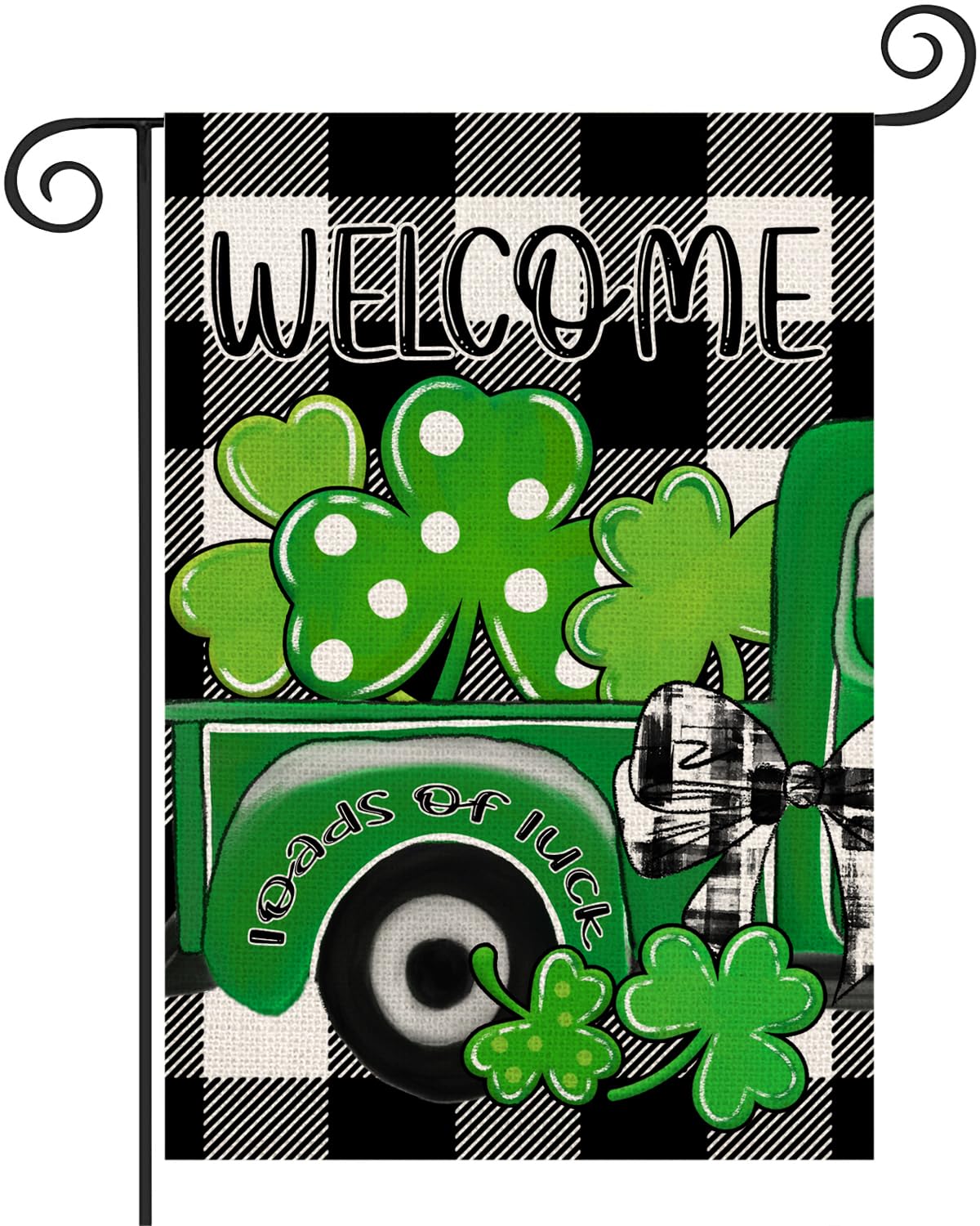 St Patricks Day Garden Flags Double Sided for Outside Buffalo Plaid St Patricks Day Yard Flag St ...
