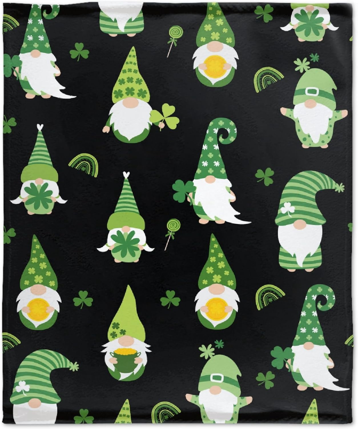 St Patricks Day Gnome Fleece Blanket Throw | Super Soft, Plush, Luxury ...