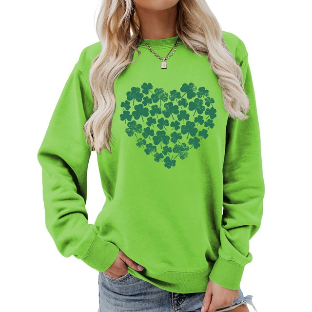 St Patricks Day Green Crewneck Sweatshirts For Women Casual Loose Irish