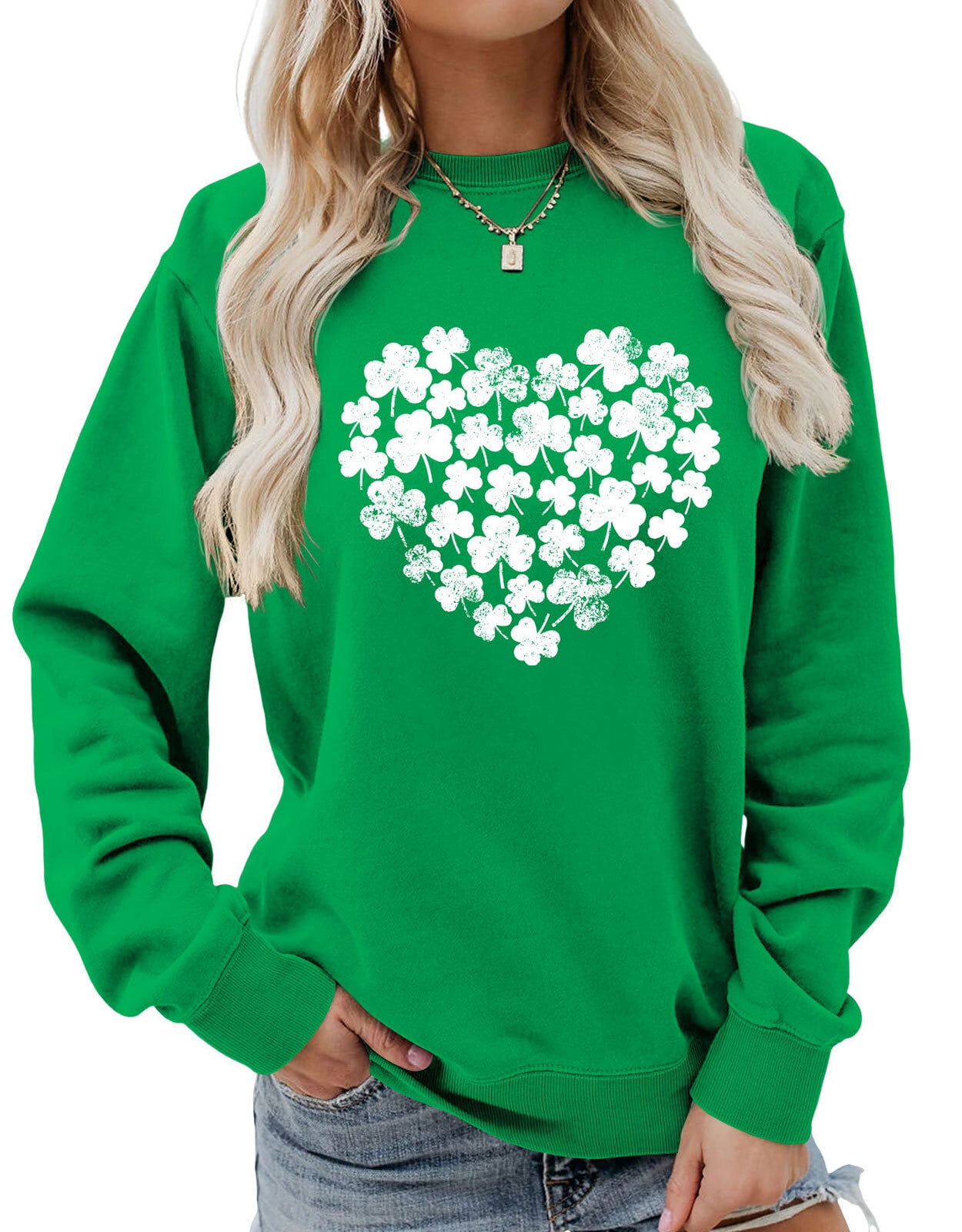 St Patricks Day Green Crewneck Sweatshirts For Women Casual Loose Irish