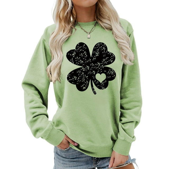 St Patricks Day Green Crewneck Sweatshirts For Women Casual Loose Lucky