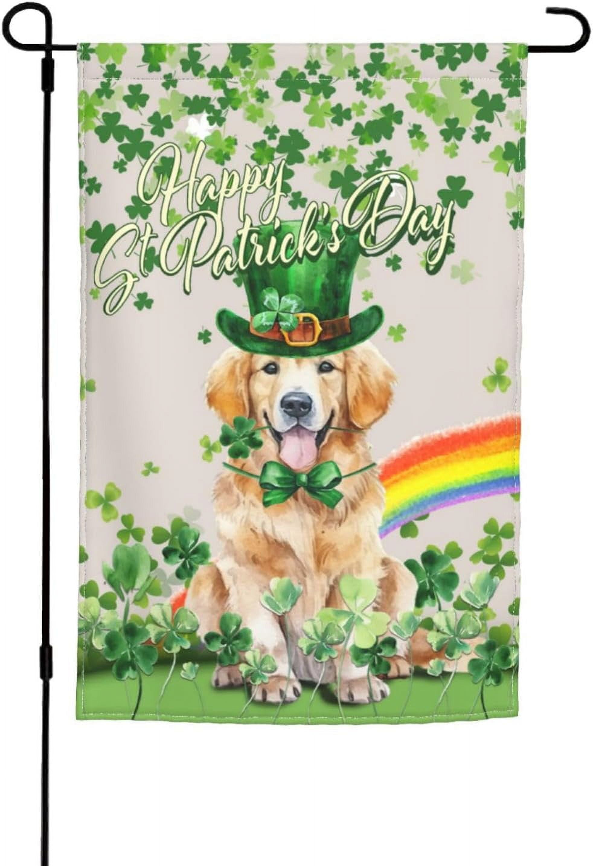 St Patricks Day Green Hat Dog Lucky Shamrock 17 March Labrador Golden ...