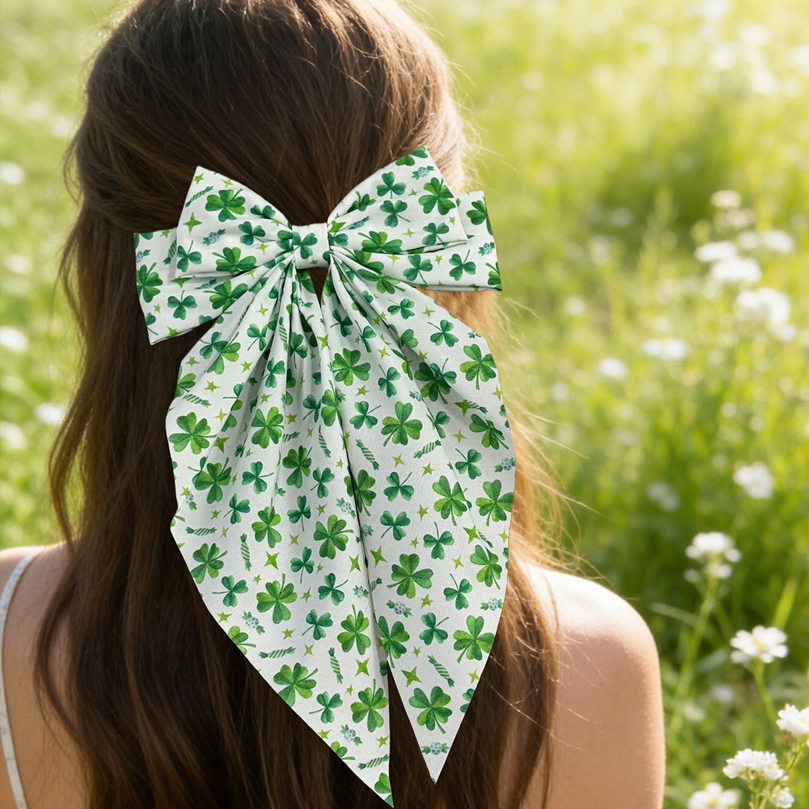 St Patricks Day Hair Clip, Czzoypi Green Shamrock Bow Headdress, Long ...