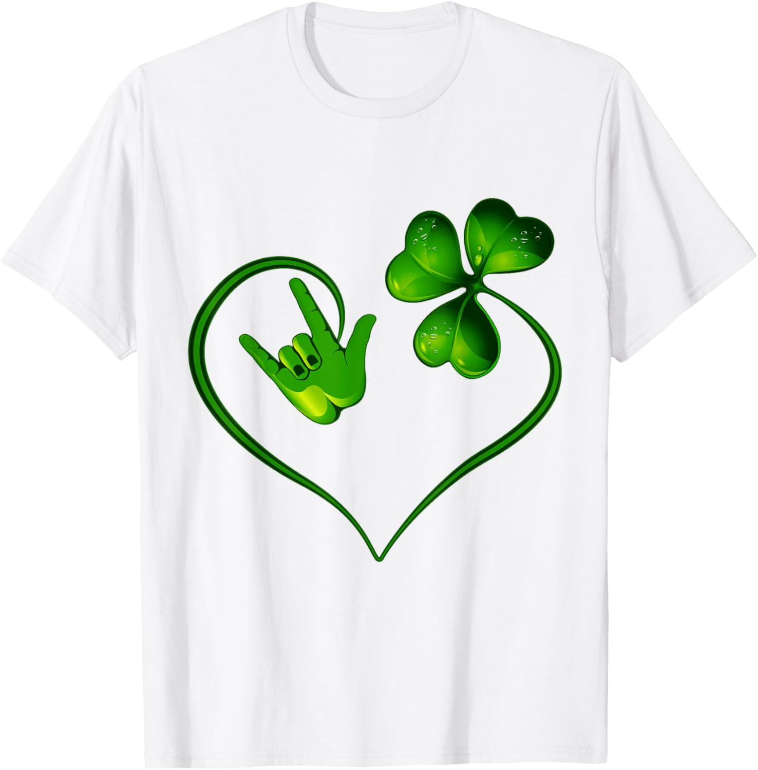 St Patricks Day I Love You ASL Sign Language Green Shamrock T-Shirt ...