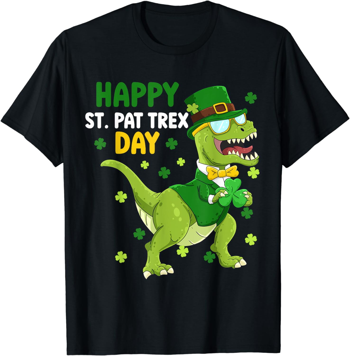 St Patricks Day Leprechaun Dinosaur Dino Happy St Pat Trex T-Shirt ...