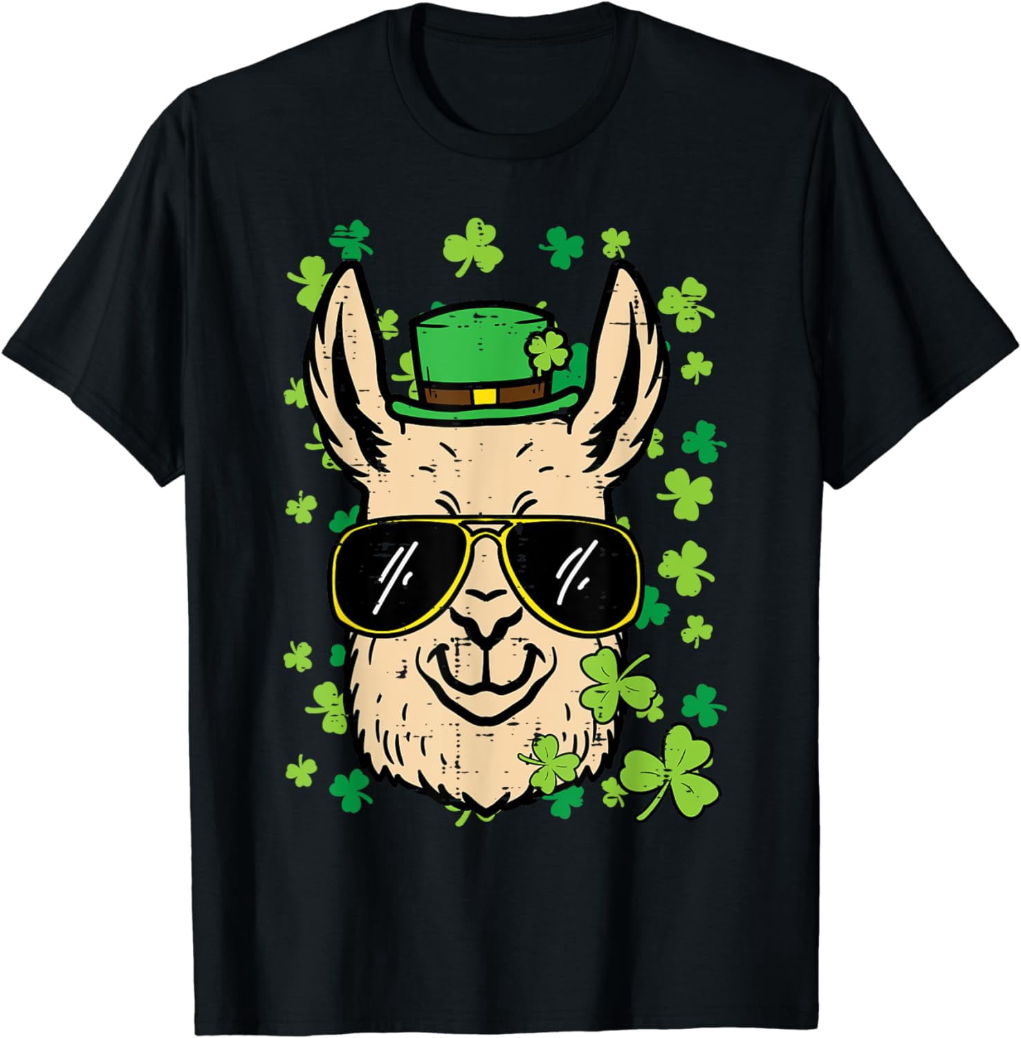 St Patricks Day Llama Face Saint Paddys Irish Men Boys Kids T-Shirt ...